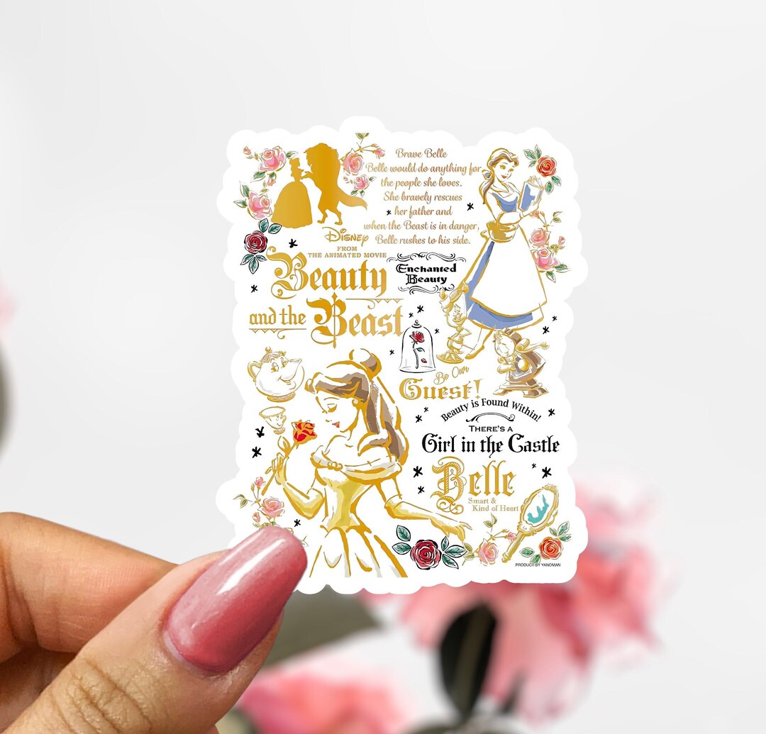 Belle Sticker, Disney Beauty & Beast Decal, Princess Sticker - Etsy
