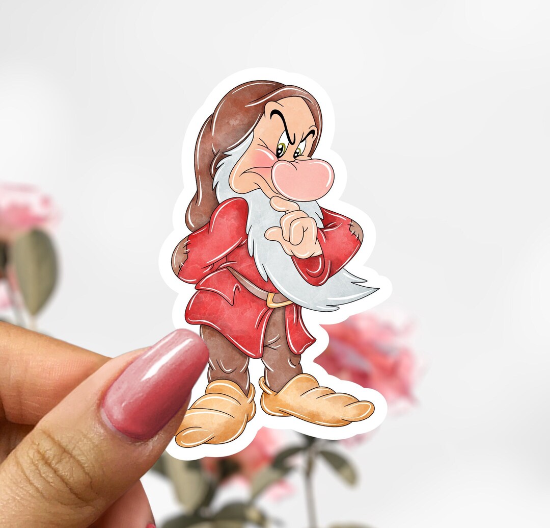 Seven Dwarfs Grumpy Sticker, Disney Sticker Decal, Snow White Grumpy ...
