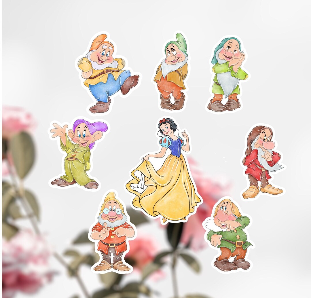 Set of Snow White & Seven Dwarfs Stickers, Disney Set of Snow White ...