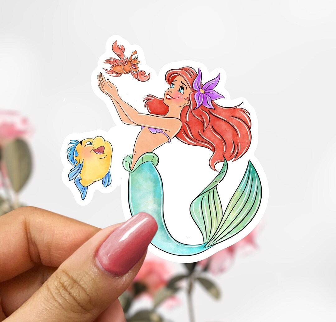 Disney Ariel & Flounder, Sebastian, Sticker, Ariel Sticker Decal ...
