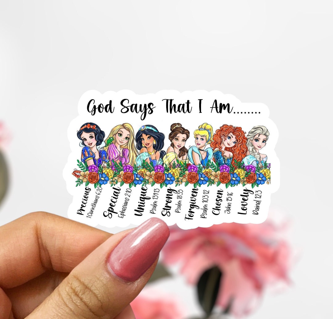 God Says I Am Disney Princess Sticker, Religious Princesses Sticker ...