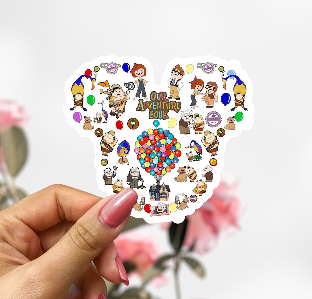 Up Movie Sticker, Pixar Mouse Ears Sticker, Carl, Russel and Dug ...