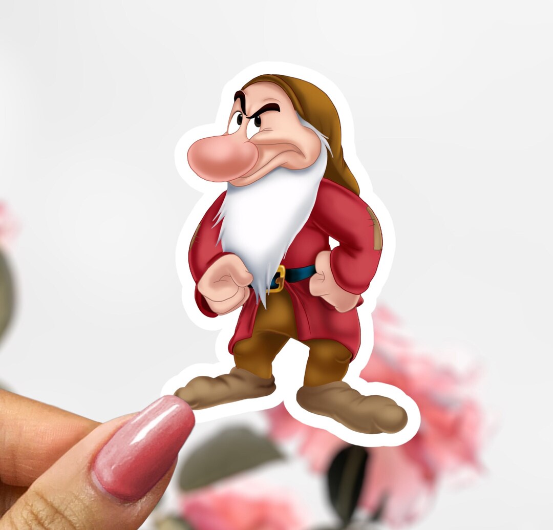 Seven Dwarfs Grumpy Sticker, Disney Sticker Decal, Snow White Grumpy ...