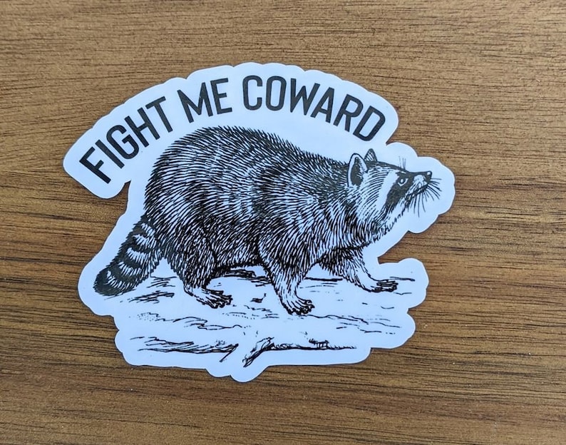 Fight Me Coward Sticker Raccoon Decal - Etsy