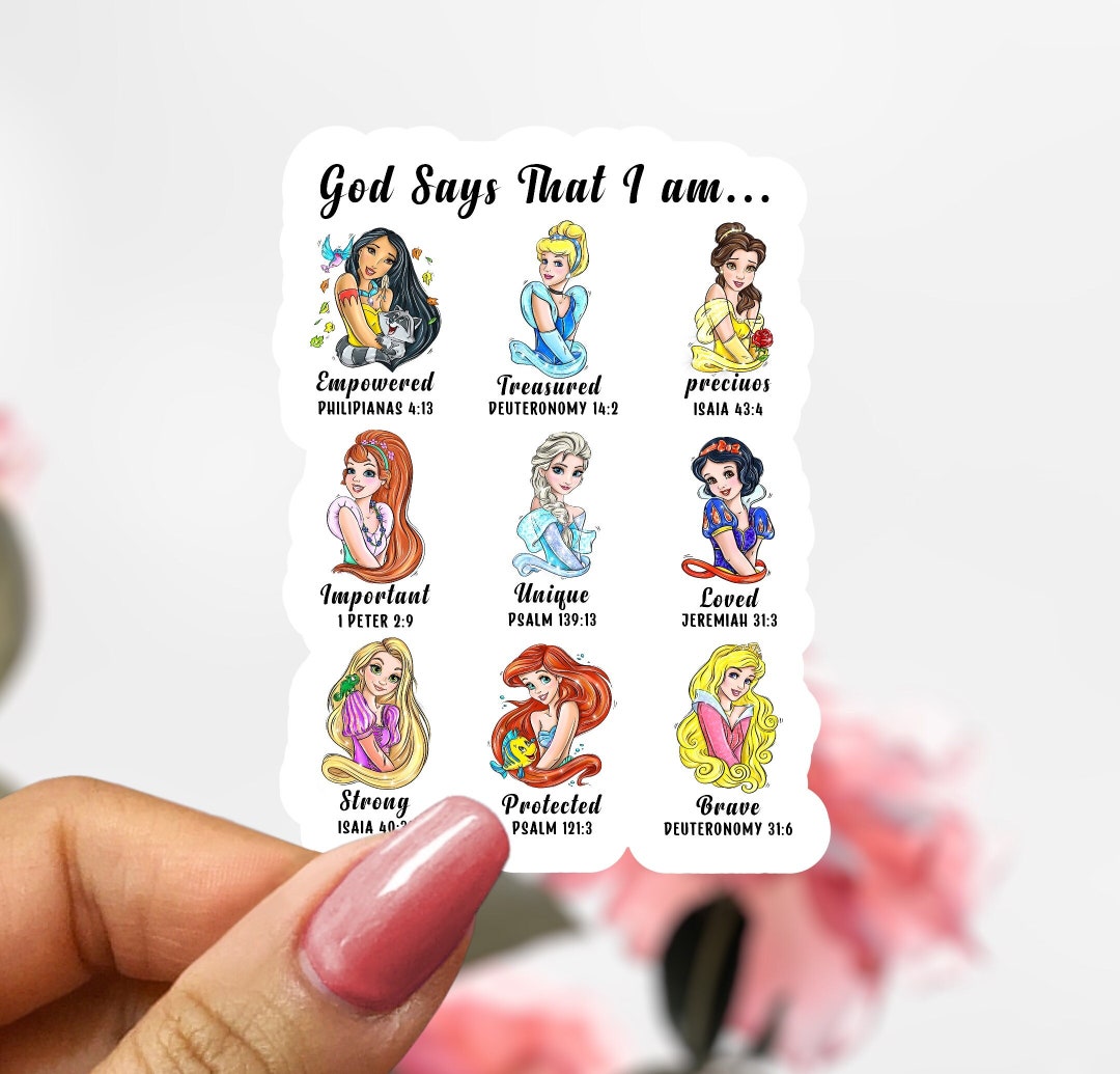 God Says I Am Disney Princess Sticker, Religious Princesses Sticker ...
