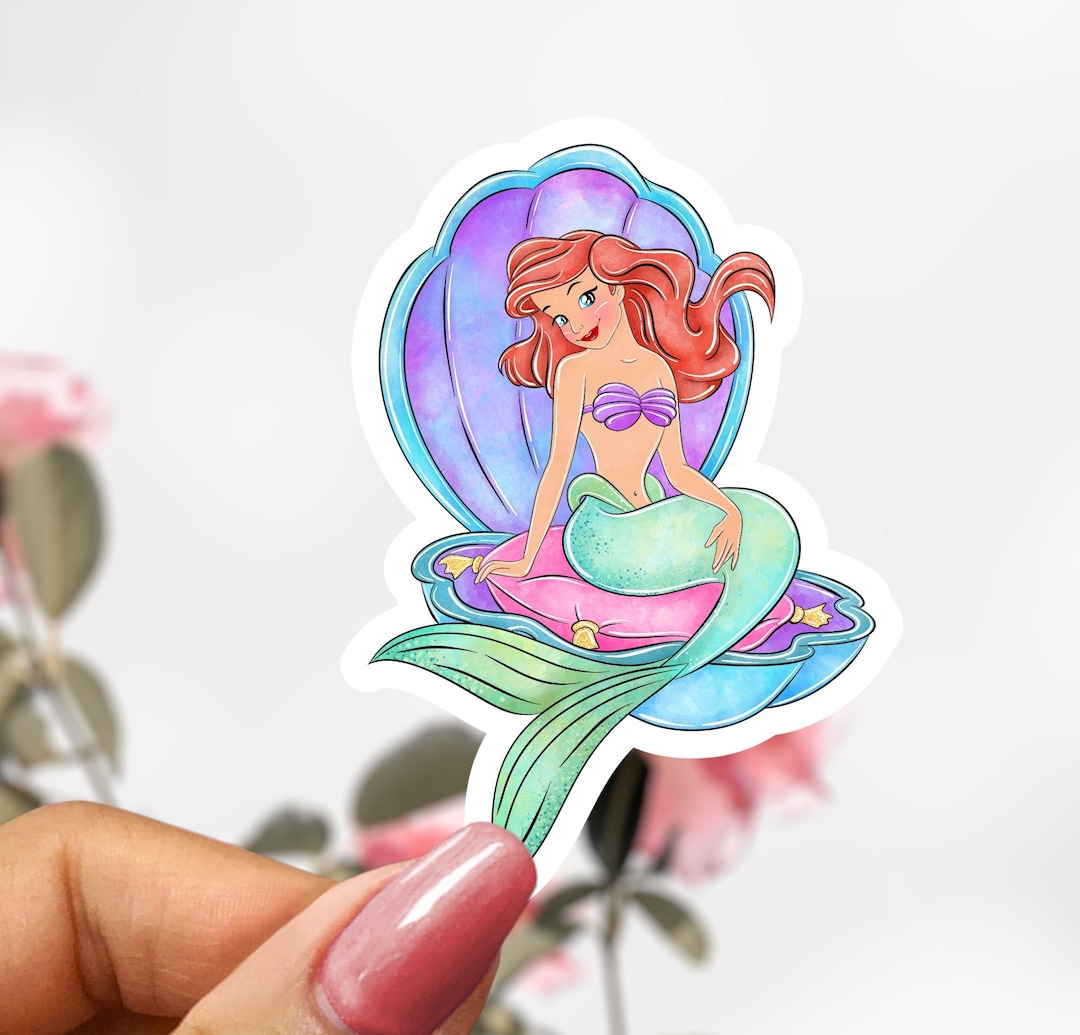 Disney Ariel Clamshell Sticker, Ariel Sticker Decal, Little Mermaid ...