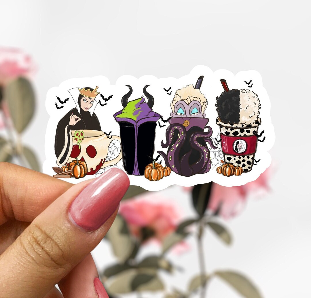 Evil Villians Halloween Coffee Sticker, Disney Halloween Coffee Sticker ...