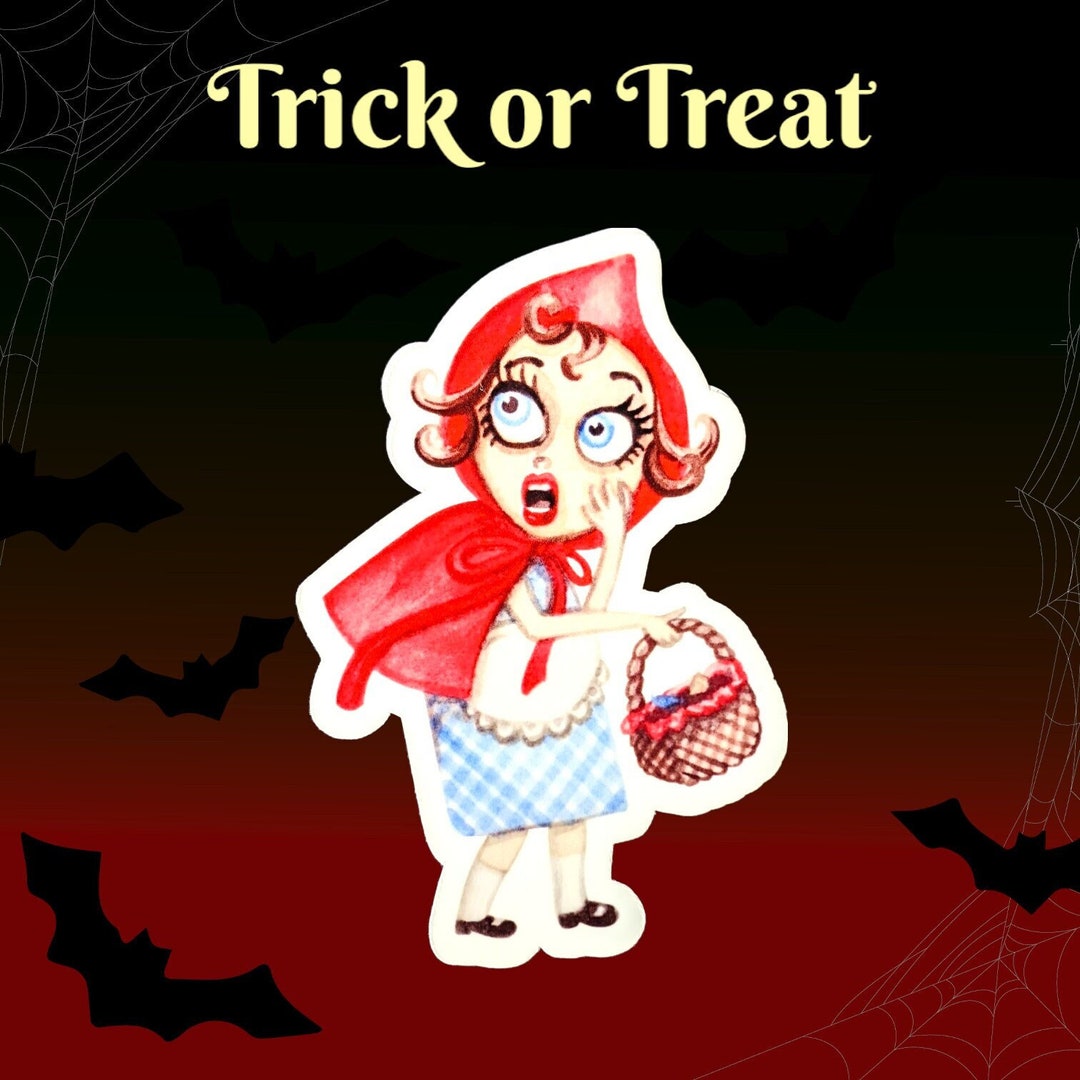 Scary Little Red Riding Hood Halloween Sticker, Scary Girl Halloween ...