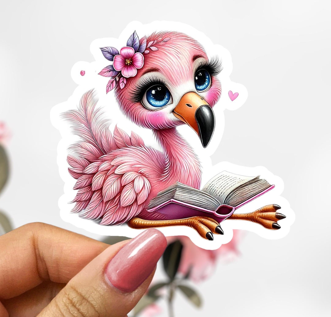 Cute Flamingo Sticker, Pink Bird Sticker Decal - Etsy