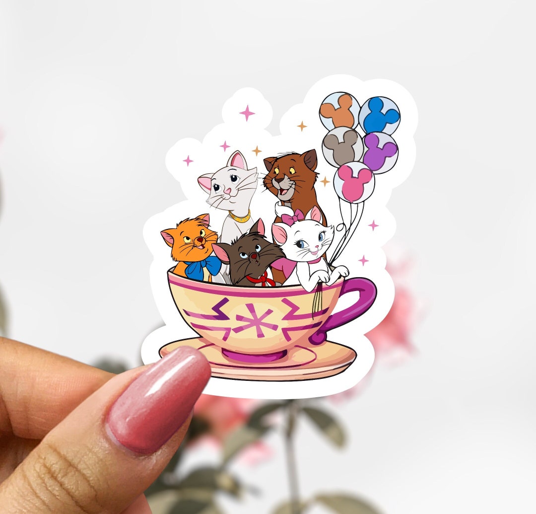 Aristocats Sticker, Disney Marie Cat Sticker Decal, Tea Cup Sticker - Etsy