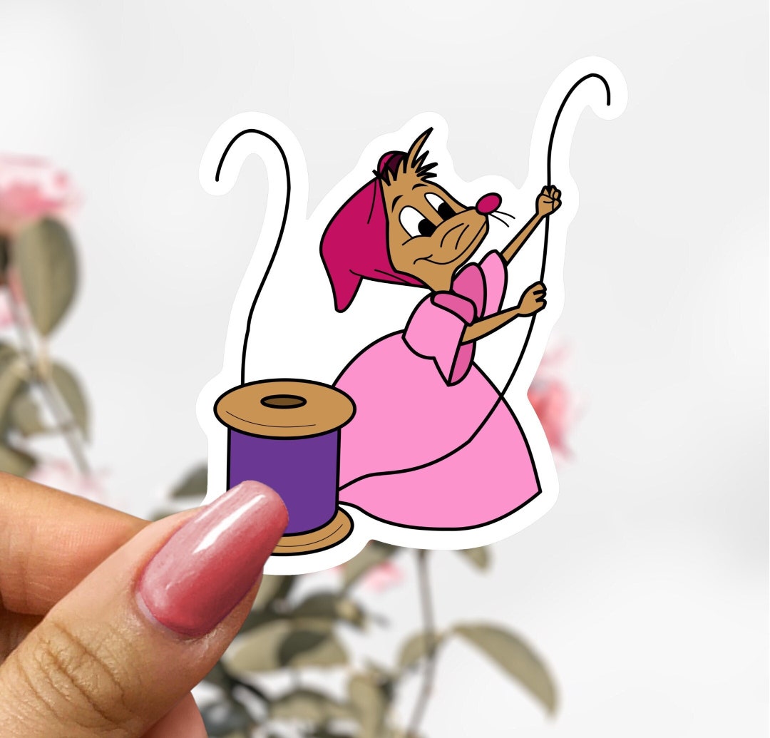 Cinderellas Perla Mice Sticker Disney Mouse Sticker Cinderella Sewing Mice Sticker Etsy
