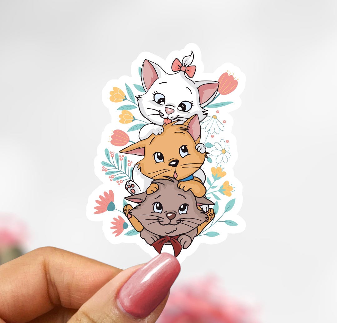 Aristocats Sticker, Disney Marie Cat Sticker Decal, Tea Cup Sticker - Etsy