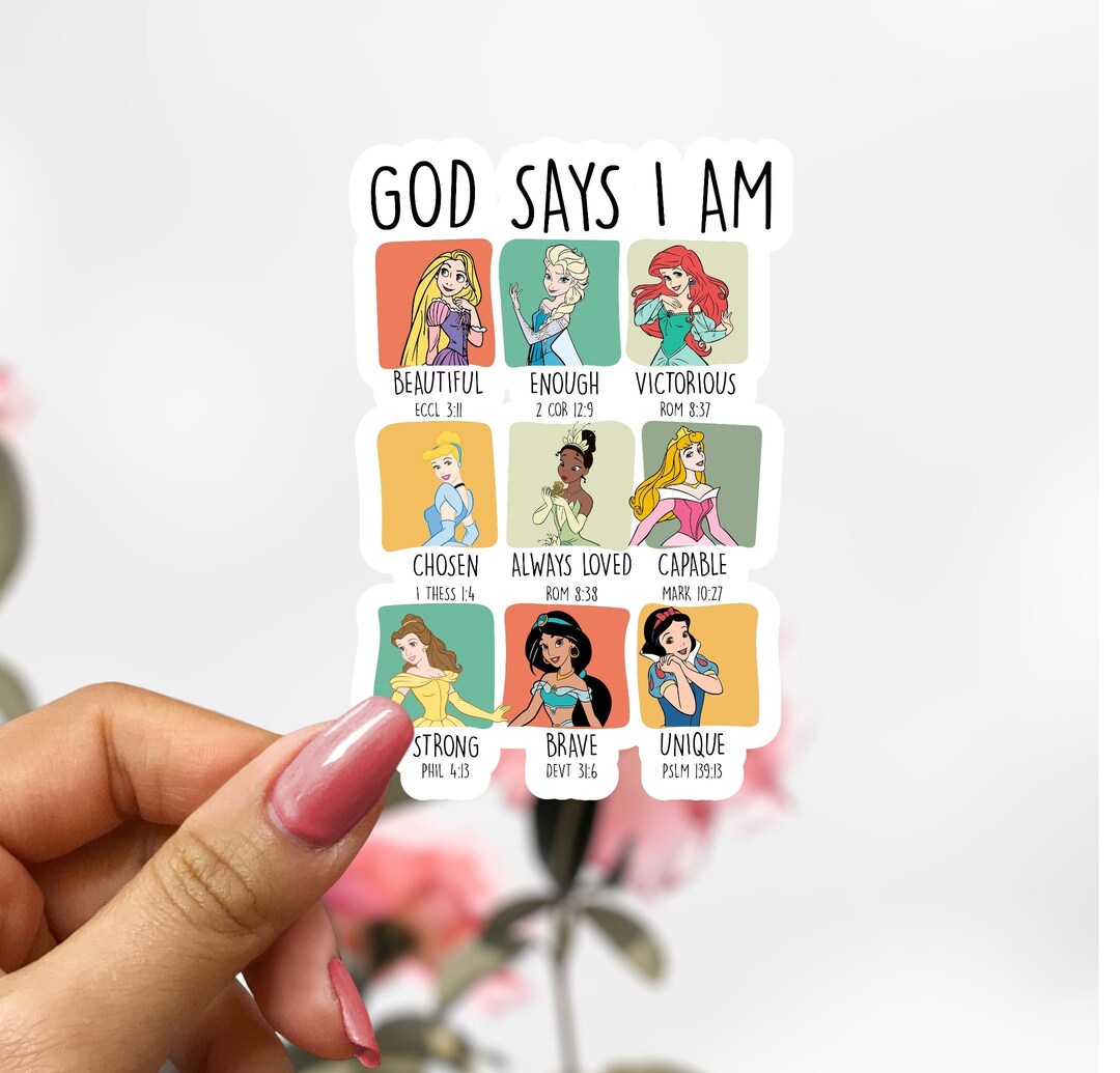 God Says I Am Disney Princess Sticker Religious Princesses - Etsy