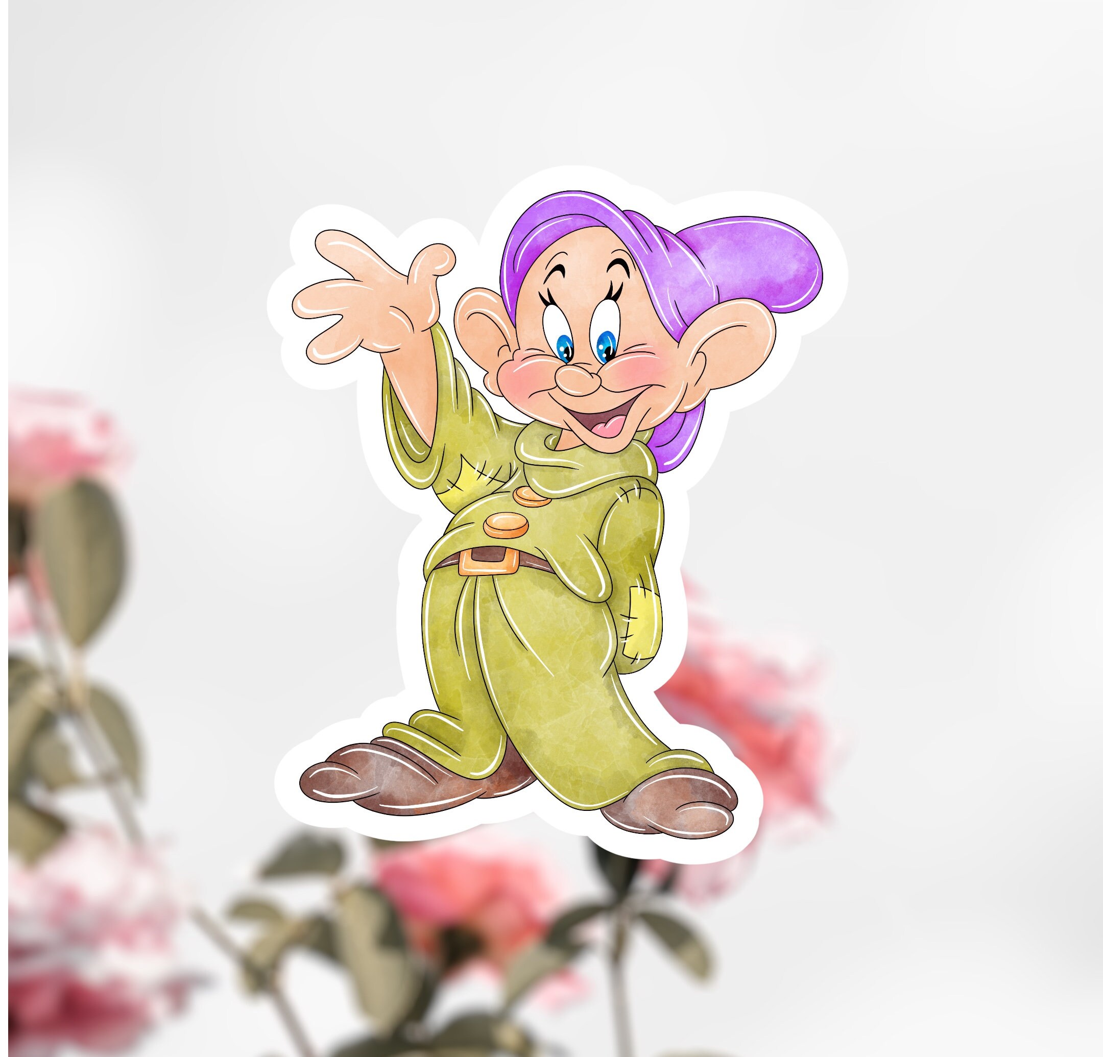 Seven Dwarfs Dopey Sticker, Disney Sticker Decal, Snow White Dopey ...