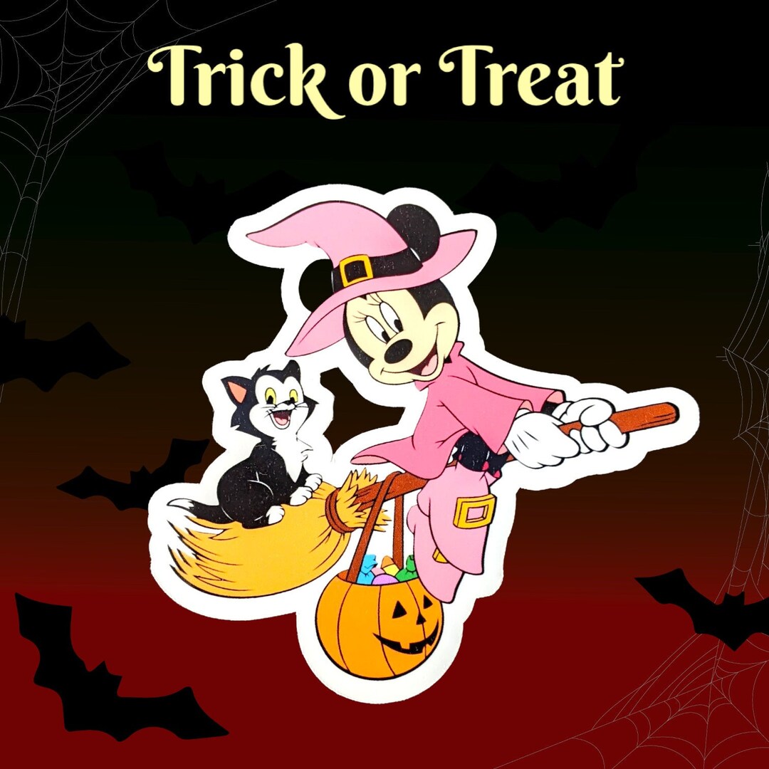 Disney Minnie Broom Halloween Sticker, Disney Halloween Sticker Decal ...
