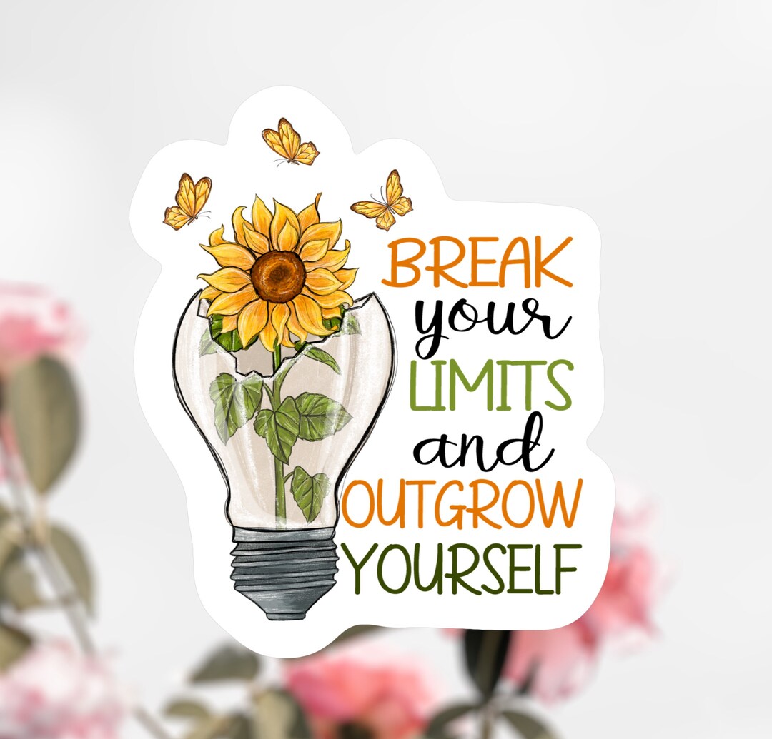 Break Your Limits Sticker, Floral Lightbulb Sticker, Sunflower Decal - Etsy