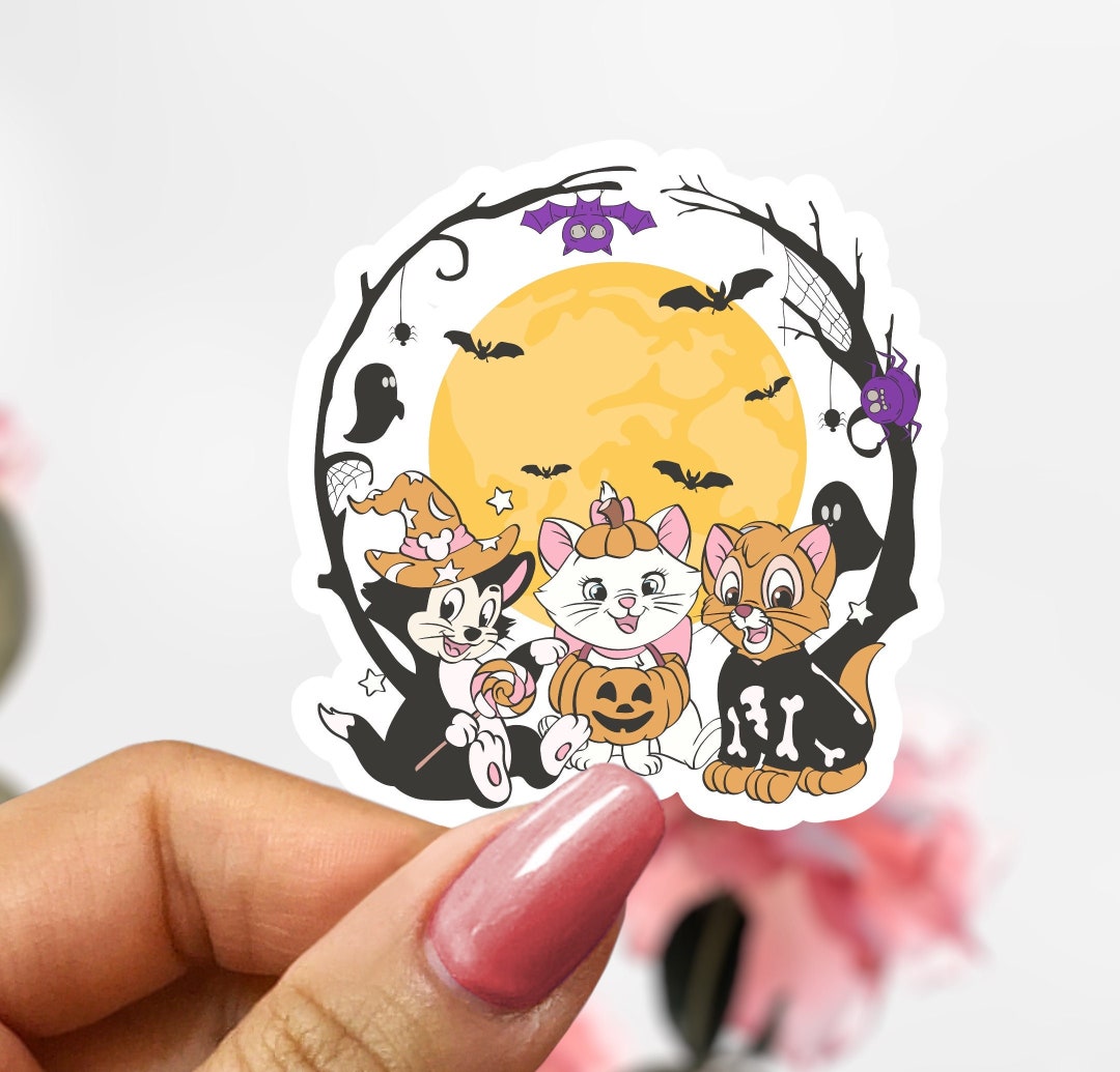 Aristocats Halloween Sticker, Disney Marie Cat Sticker Decal, Tea Cup ...