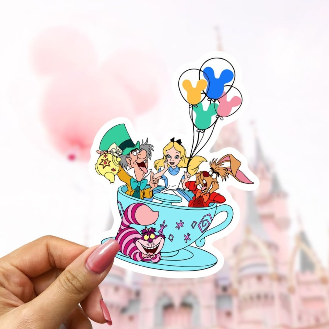 Alice in Wonderland Tea Cup Sticker, Disney Alice Decal, - Etsy