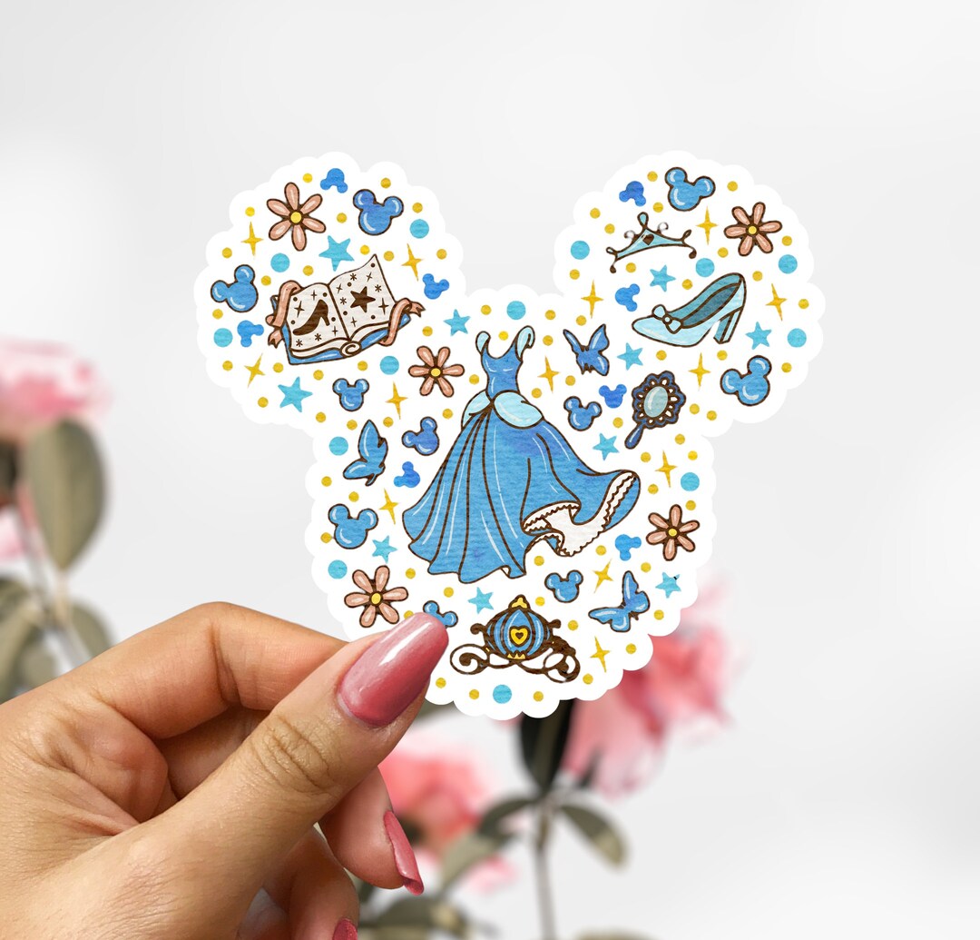 Cinderella Mickey Mouse Ears Sticker, Disney Princess Sticker Decal - Etsy