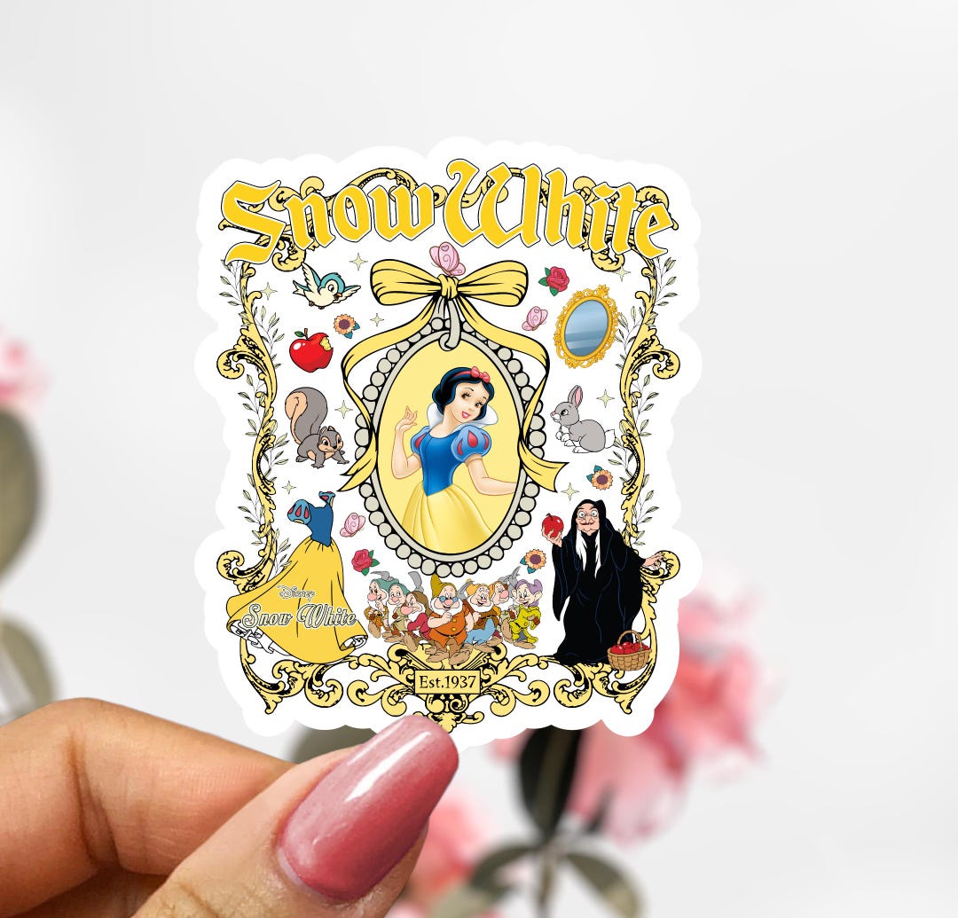 Snow White Sticker, Cartoon Disney Sticker Decal, Princess Snow White ...