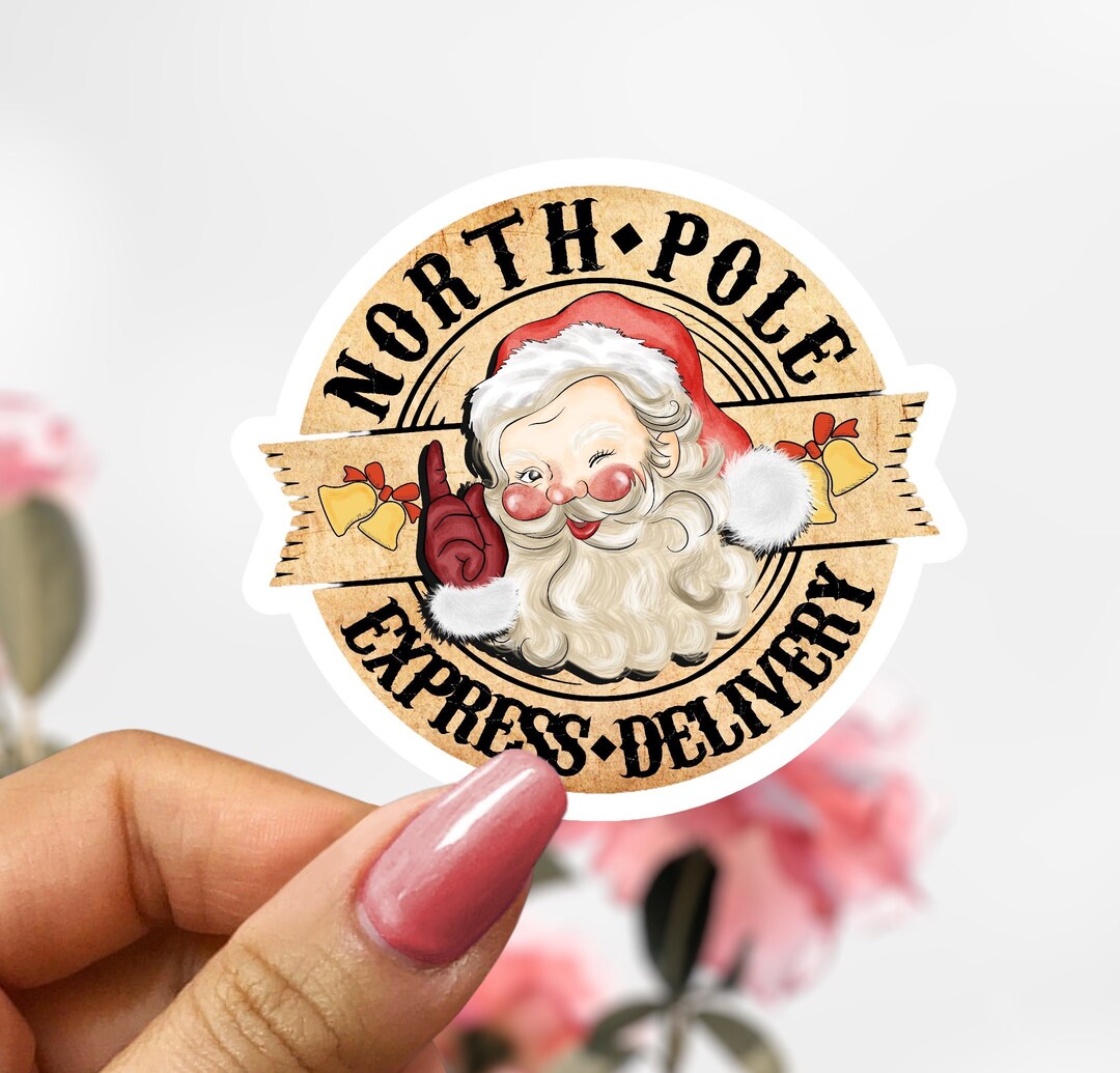 Retro North Pole Santa Sticker, Santa North Pole Sticker Decal - Etsy