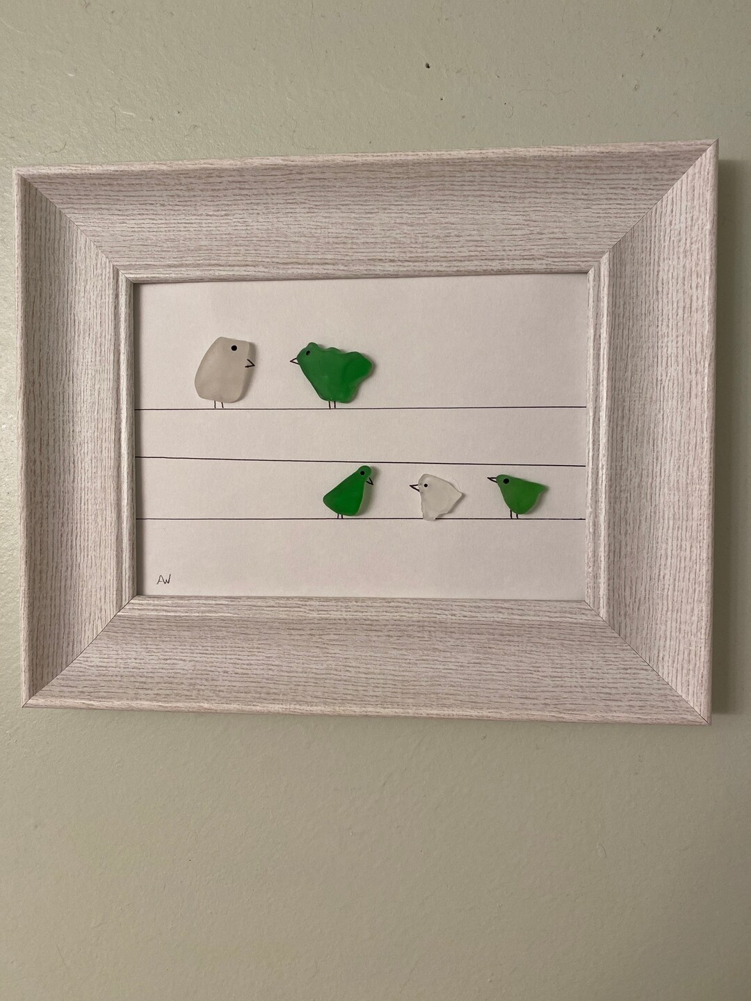 Framed Birds on a Wire: Family in Sea Glass 8 X 10 - Etsy