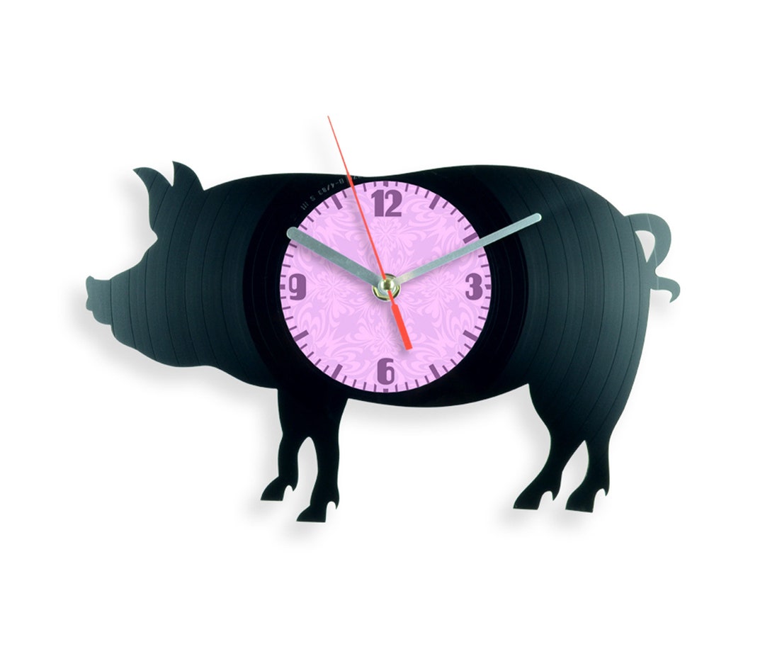 Pig Piggie Animal Handmade Wall Clock From Vinyl Record Unique Gift - Etsy