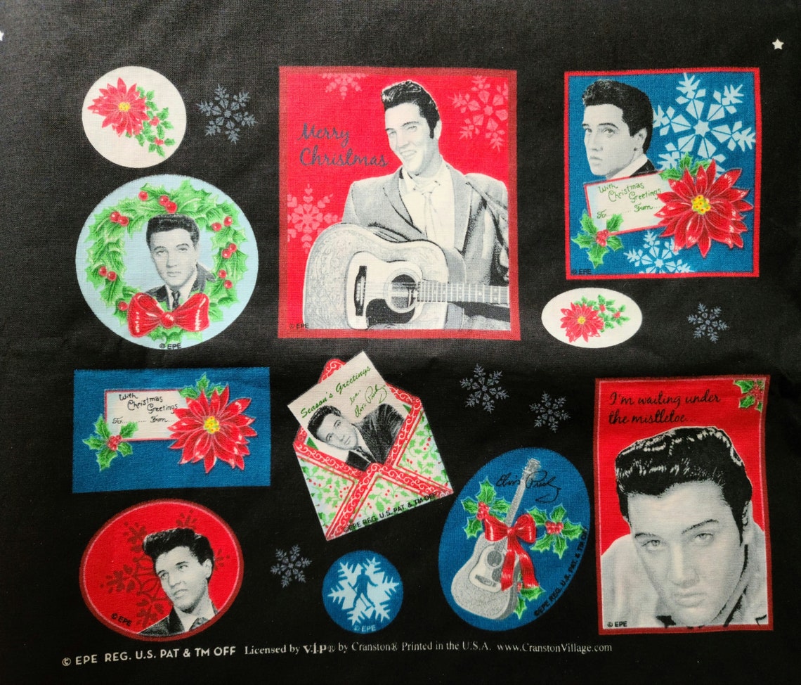 Christmas Elvis Presley Fabric Panel Patches Officially - Etsy