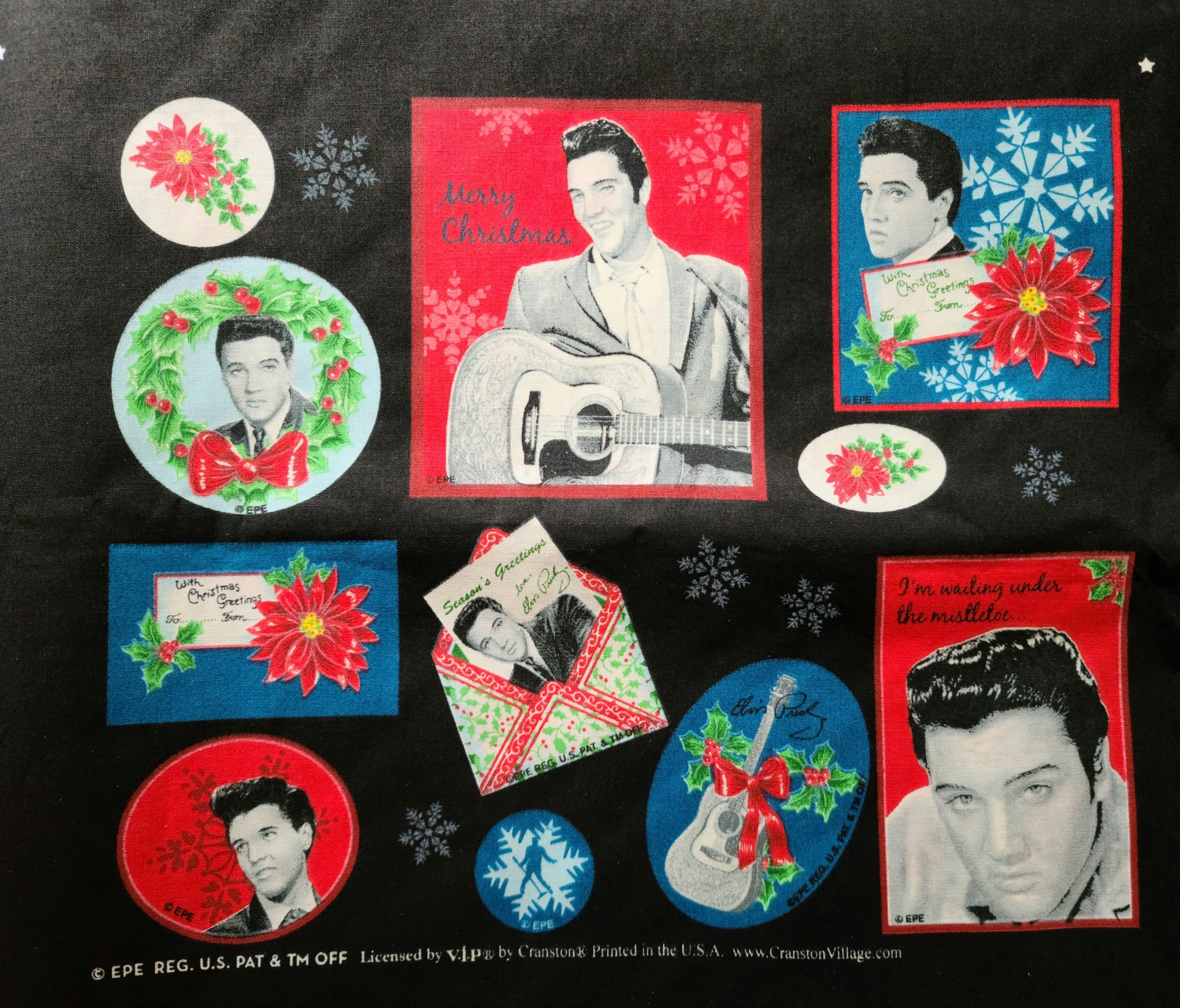 Christmas Elvis Presley Fabric Panel Patches Officially - Etsy