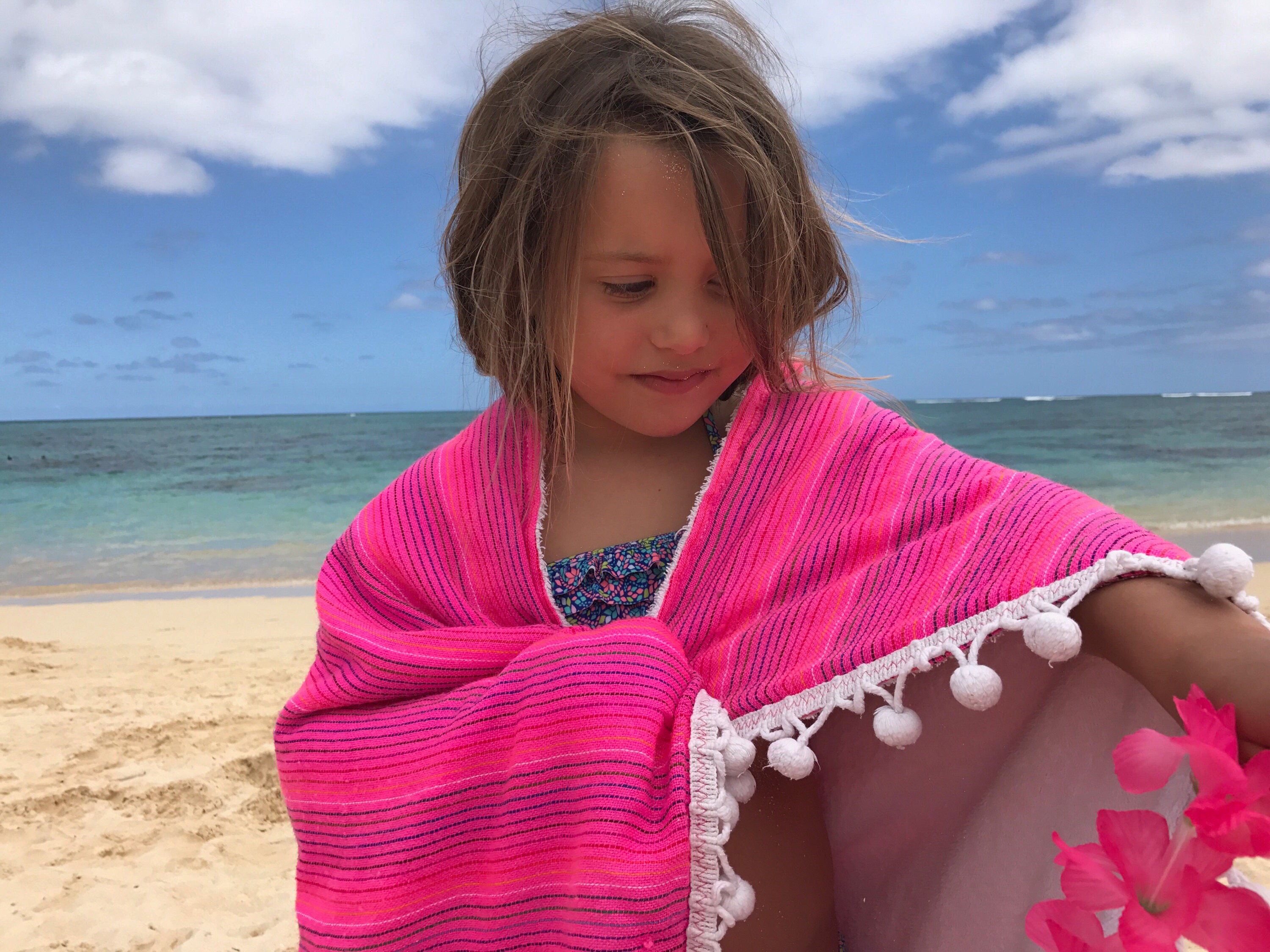 Pom Pom Beach Towel Pink, Yellow, Blue Stripes, Variety of Colors and ...