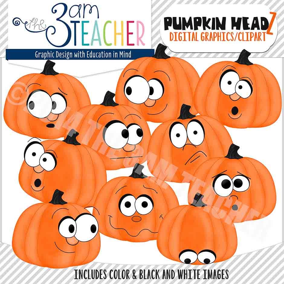 Pumpkin Headz Clipart Set: ORANGE - Etsy