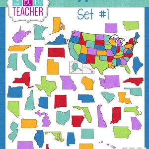Scrappy States: Unites States Clip Art Set 1 | Etsy