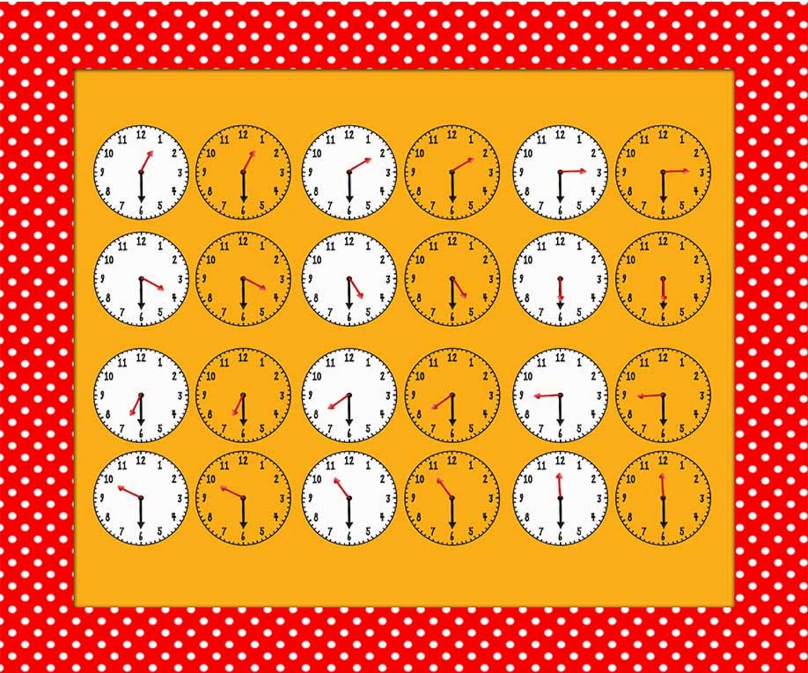 Telling Time Clip Art Collection - Etsy