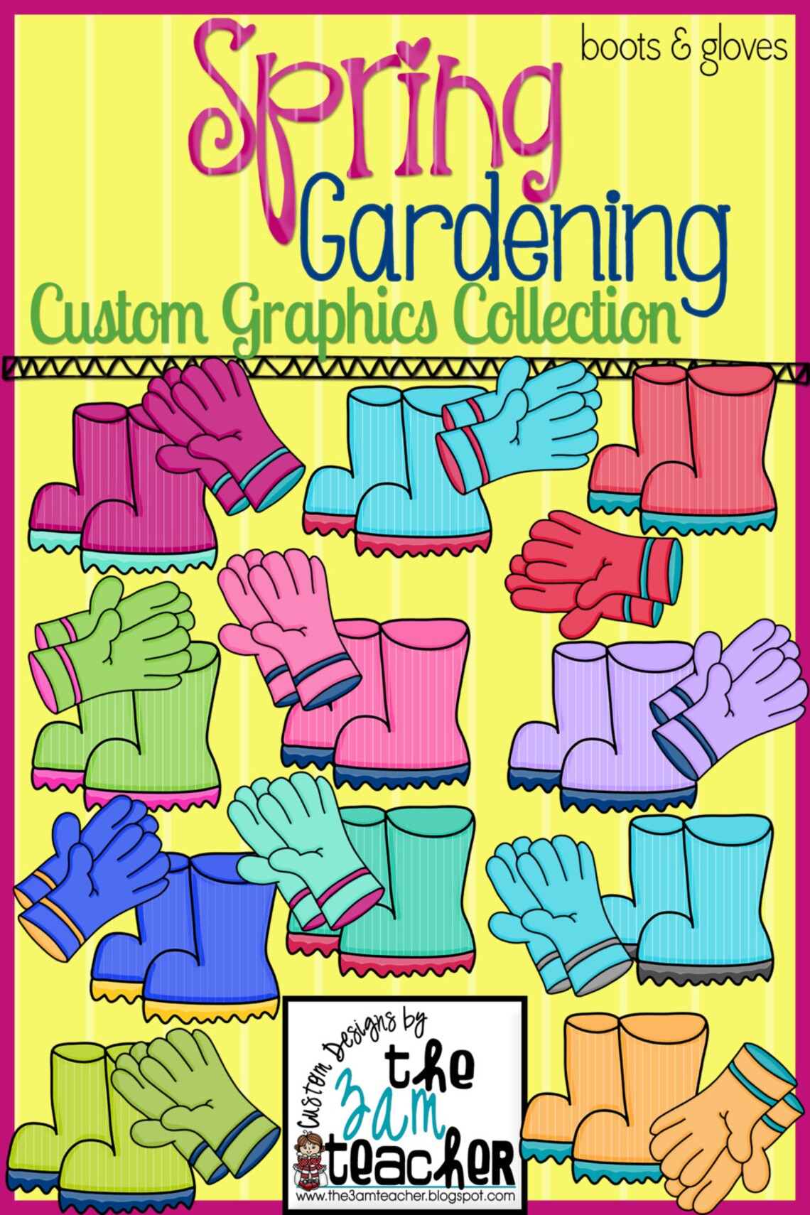 Spring Garden Clip Art: Garden Boots & Gloves - Etsy