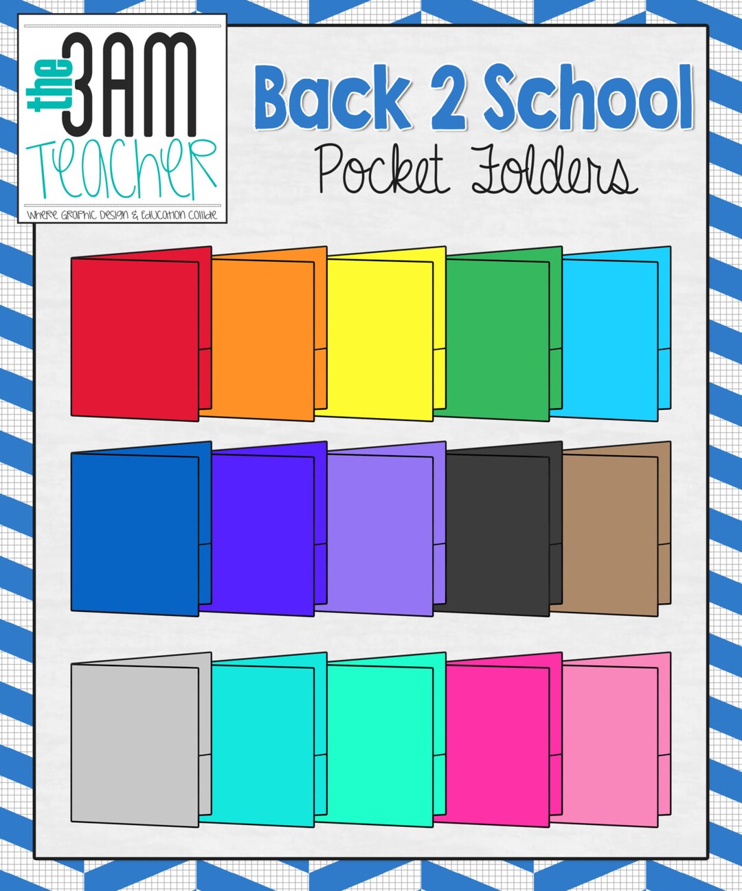 Back 2 School Supplies: Pocket Folder Clip Art / Graphics - Etsy