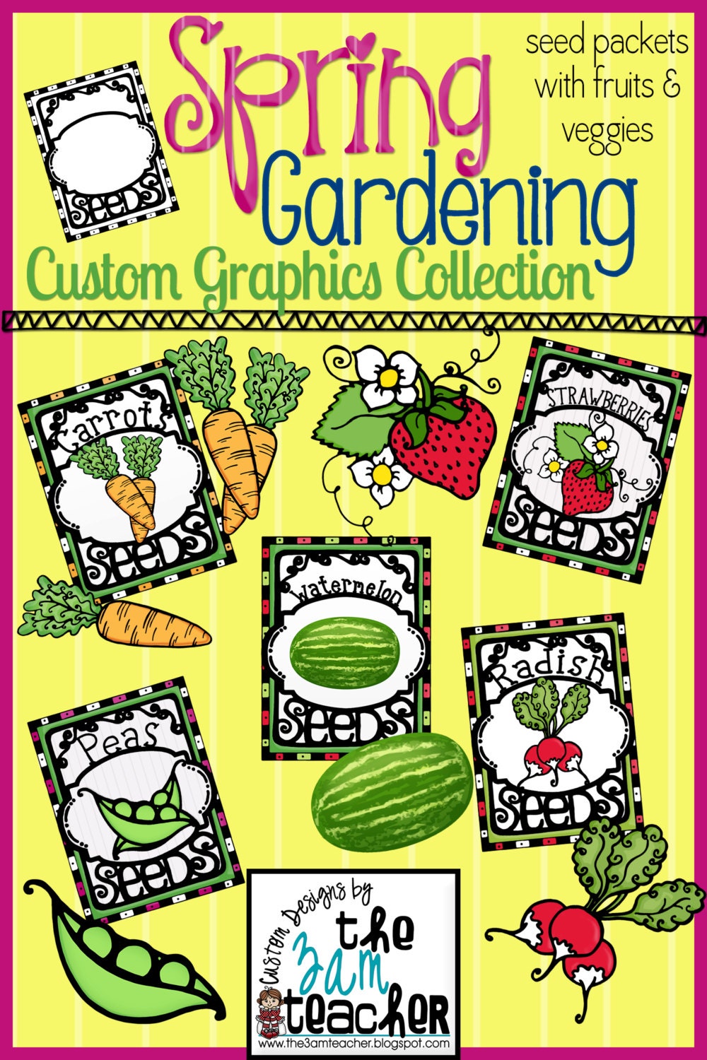 Spring Garden Clip Art: Seeds, Fruits & Veggies - Etsy