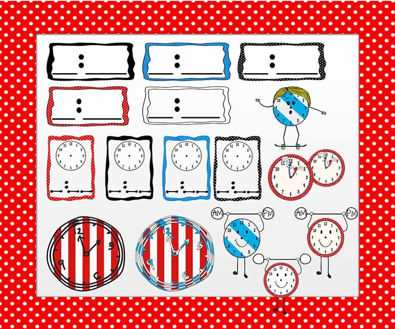 Telling Time Clip Art Collection - Etsy