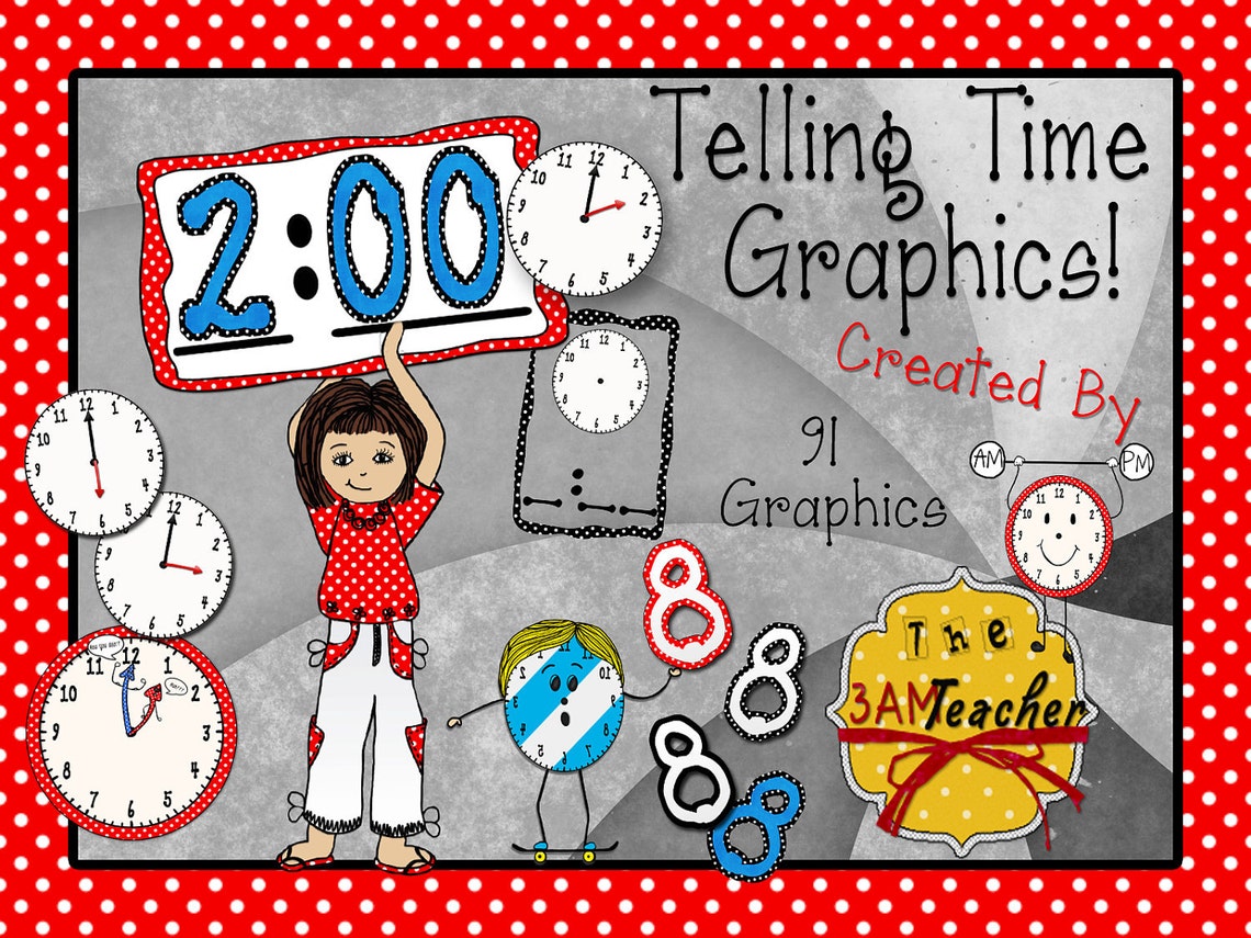 Telling Time Clip Art Collection | Etsy