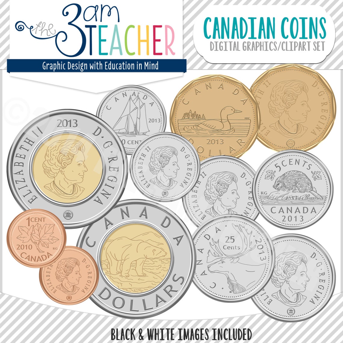 Canadian Coins Custom Clip Art - Etsy