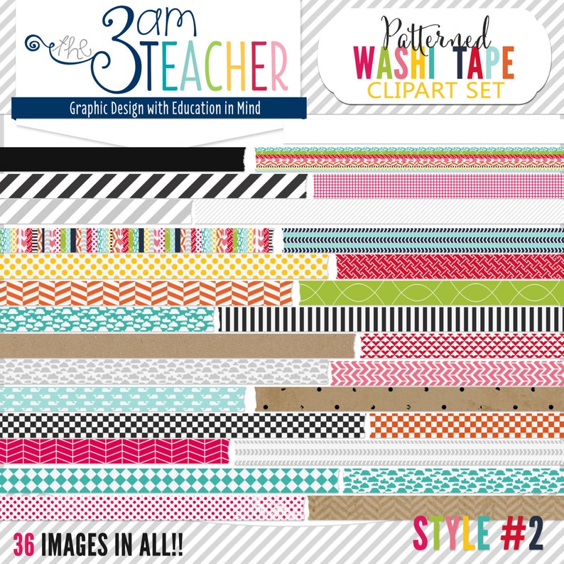 Patterned Digital Washi Tape Clipart Images Style 2 | Etsy