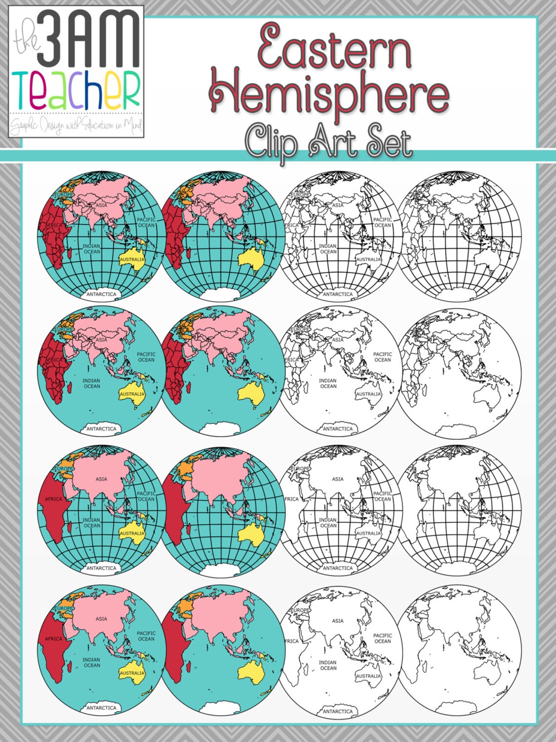 World Maps Clip Art: Eastern Hemisphere Globe Set!!! - Etsy