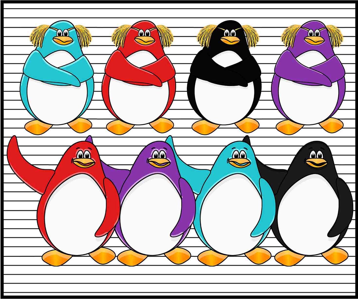 Reading Penguins Clip Art Set - Etsy