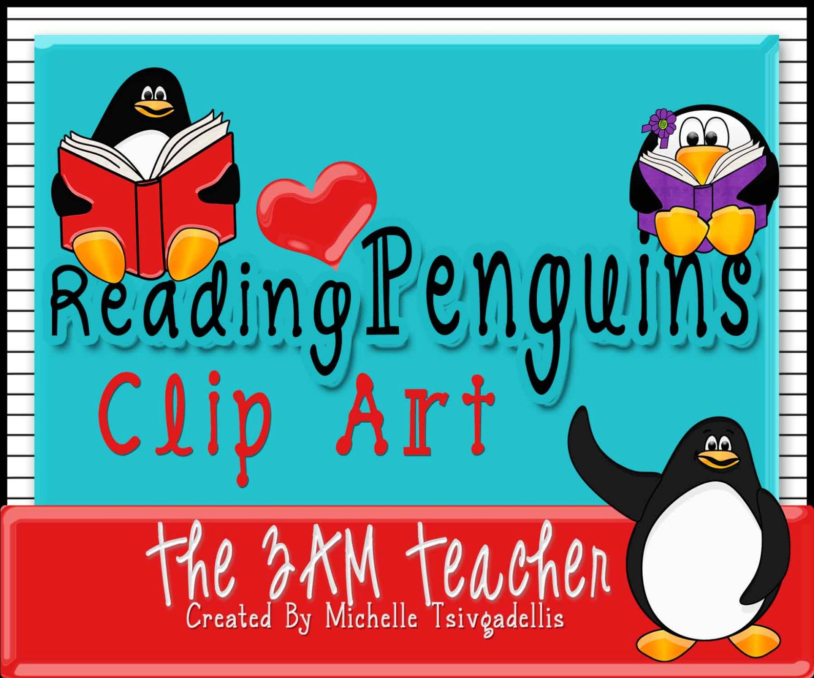 Reading Penguins Clip Art Set - Etsy
