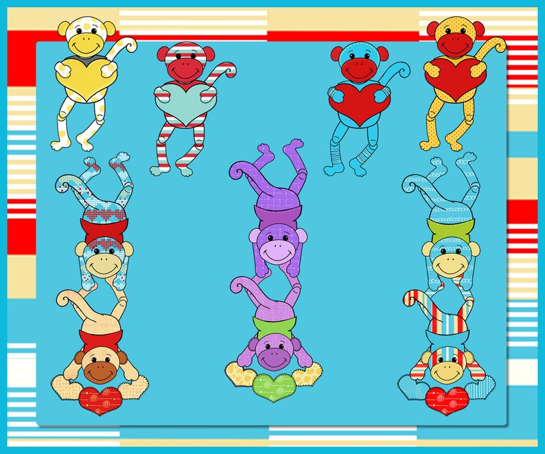 February Love Monkeys: A Digital Clip Art Collection | Etsy