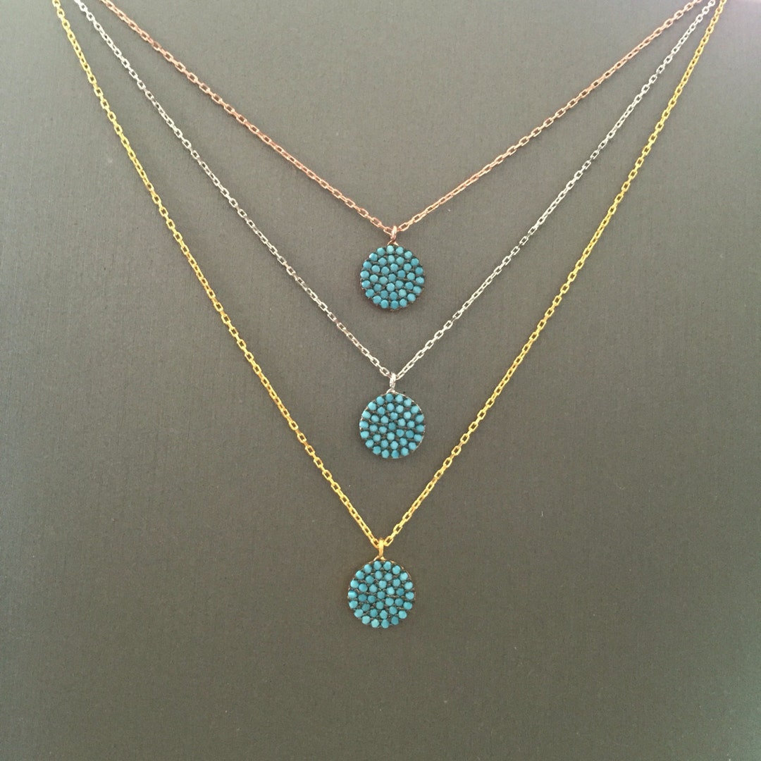 Small Turquoise Disc Necklace - Etsy