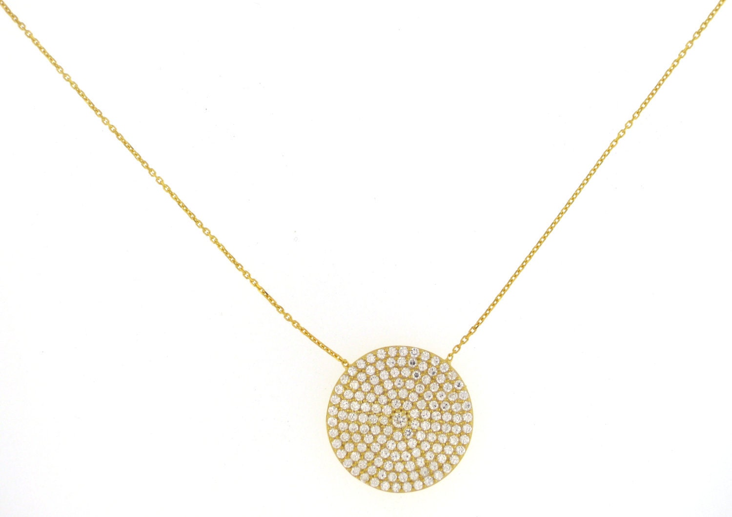 Oversized Pave Disc Necklace - Etsy