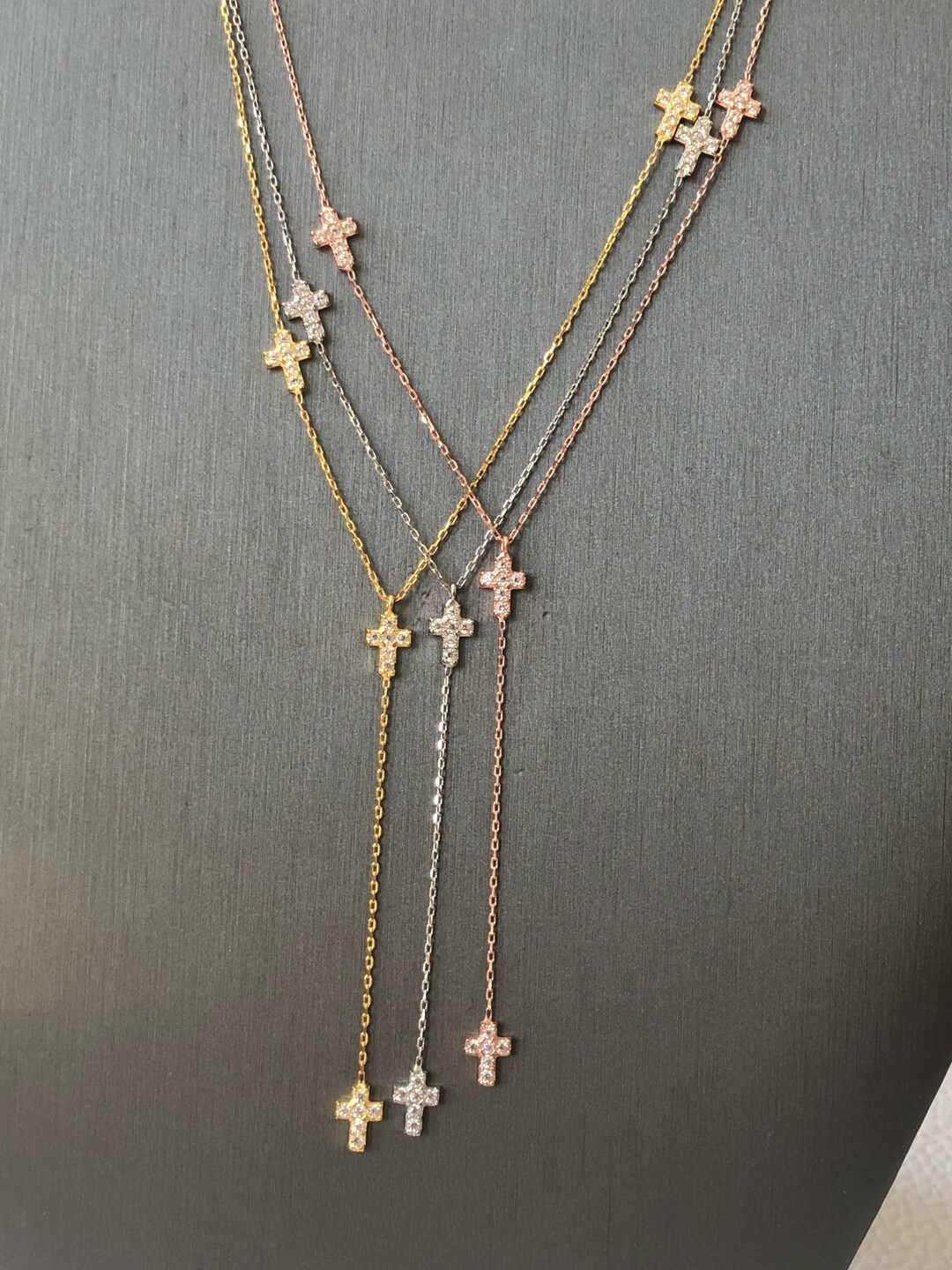 Mini Cross Lariat - Etsy