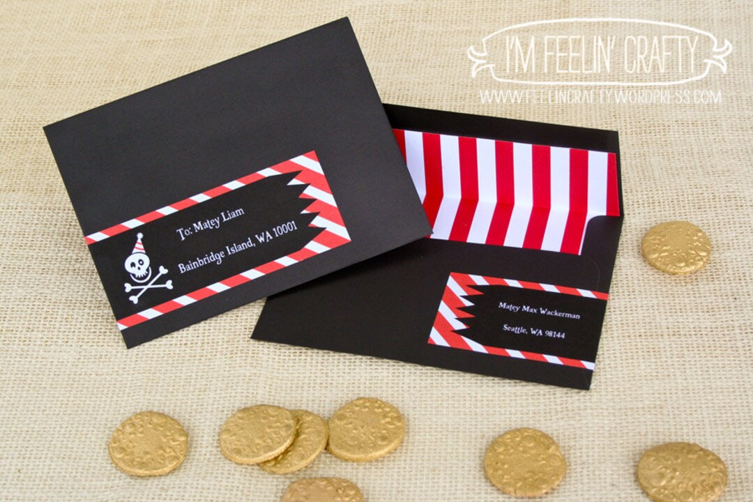 Pirate Party Wrap Around Address Labels- Printable- Black - Etsy