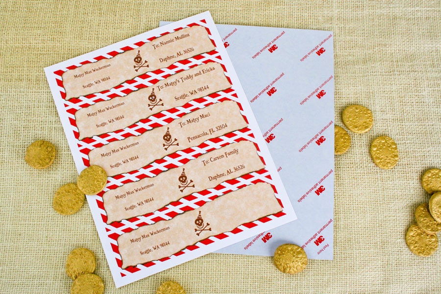 Pirate Party Wrap Around Address Labels- Printable - Etsy