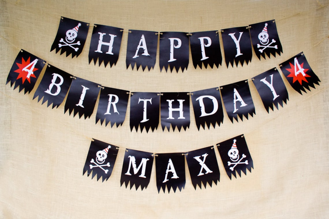 Pirate Party Birthday Banner- Printable-customized - Etsy